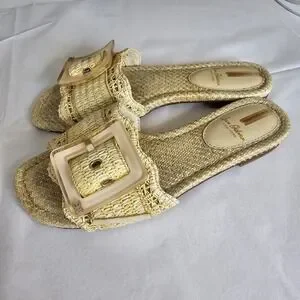 Sam Edelman | Shoes | Sam Edelman Bambi Raffia Slide Sandals Natural ...